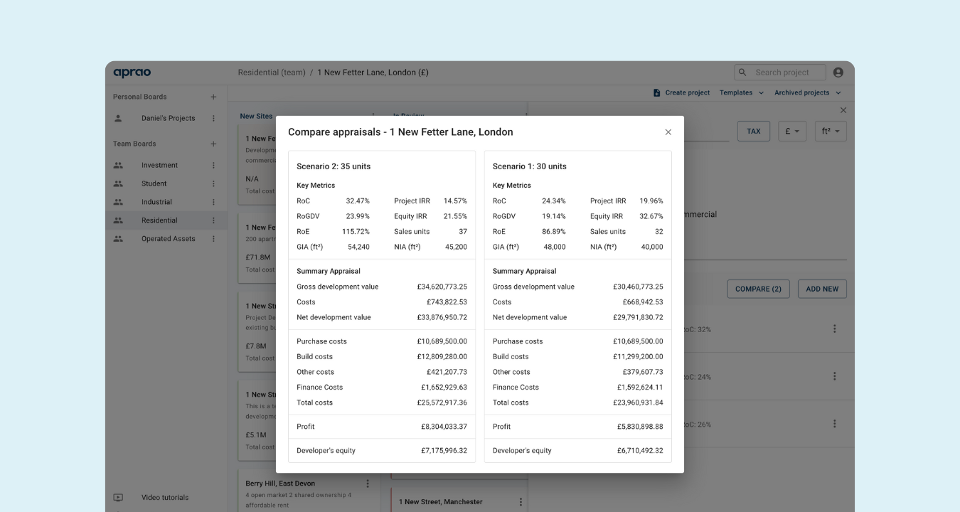 New feature: Compare scenarios